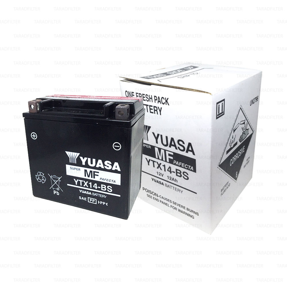 YTX14-BS แบตเตอรี่ YUASA – TARADFILTER กรองเครื่องบิ๊กไบค์ราคาส่ง