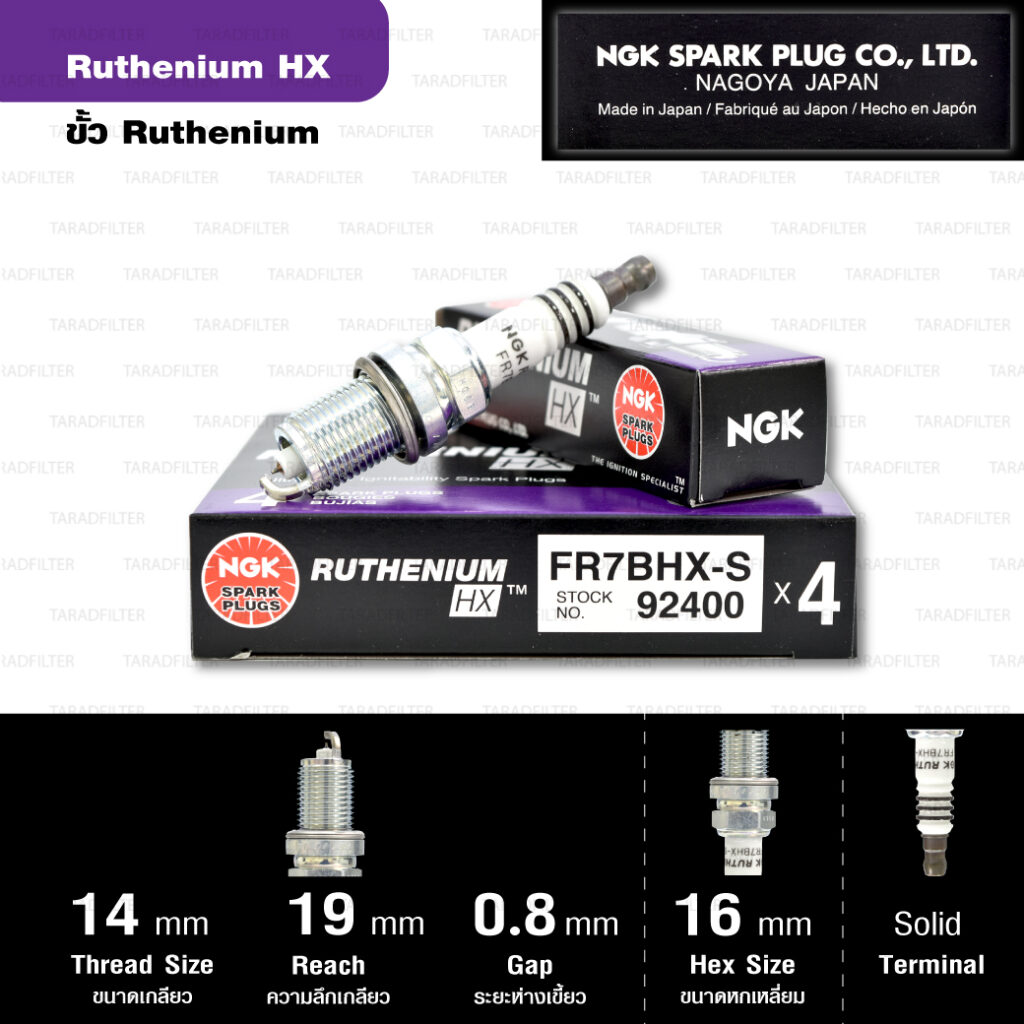 NGK หัวเทียน Ruthenium HX ขั้ว Ruthenium FR7BHX-S ( ใช้อัพเกรด BKR7E ...