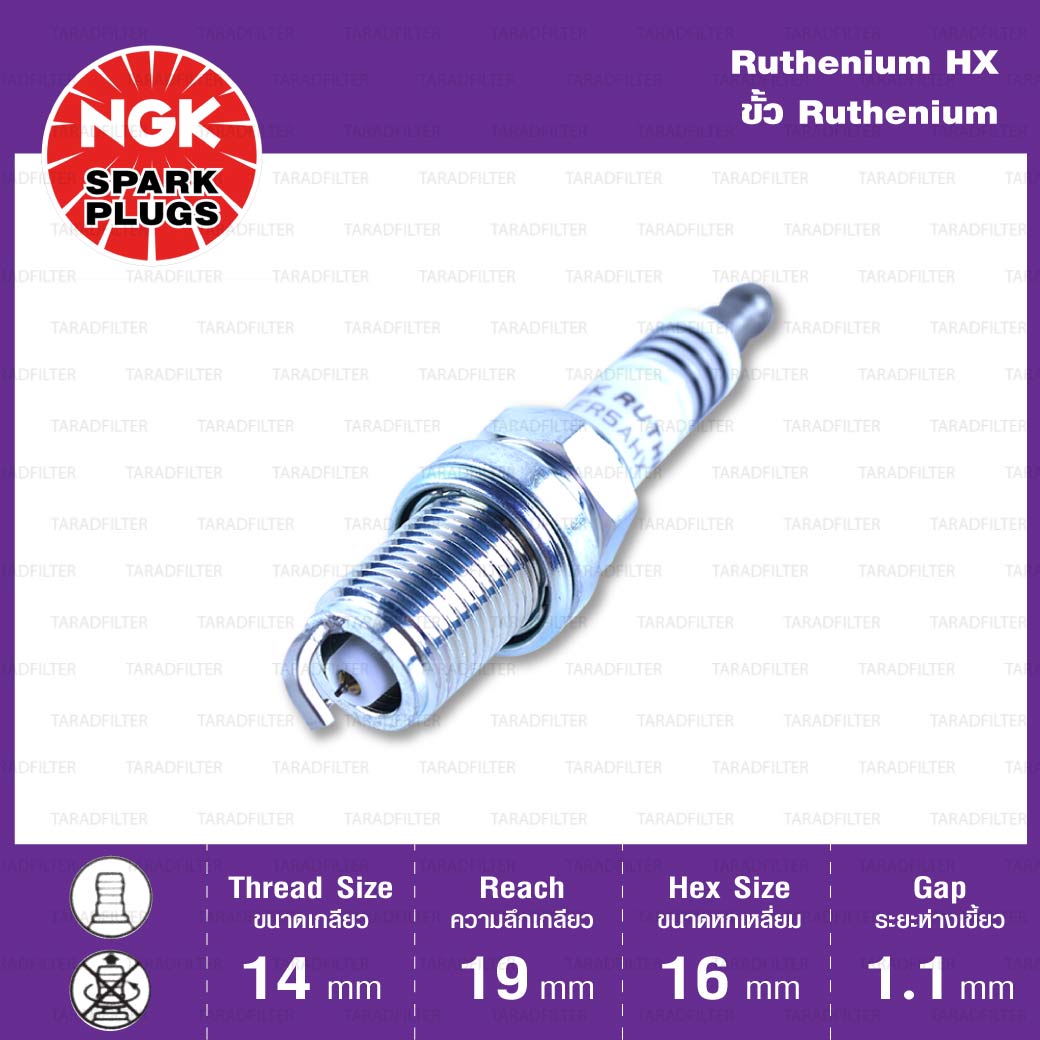 NGK หัวเทียน Ruthenium HX ขั้ว Ruthenium FR5AHX ใช้สำหรับรถ Corolla ...