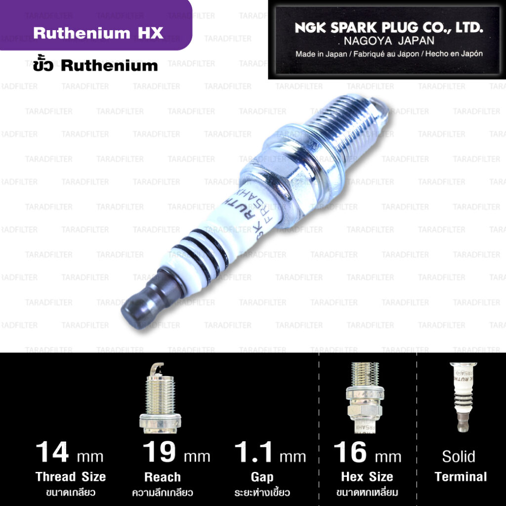 NGK หัวเทียน Ruthenium HX ขั้ว Ruthenium FR5AHX ใช้สำหรับรถ Corolla ...