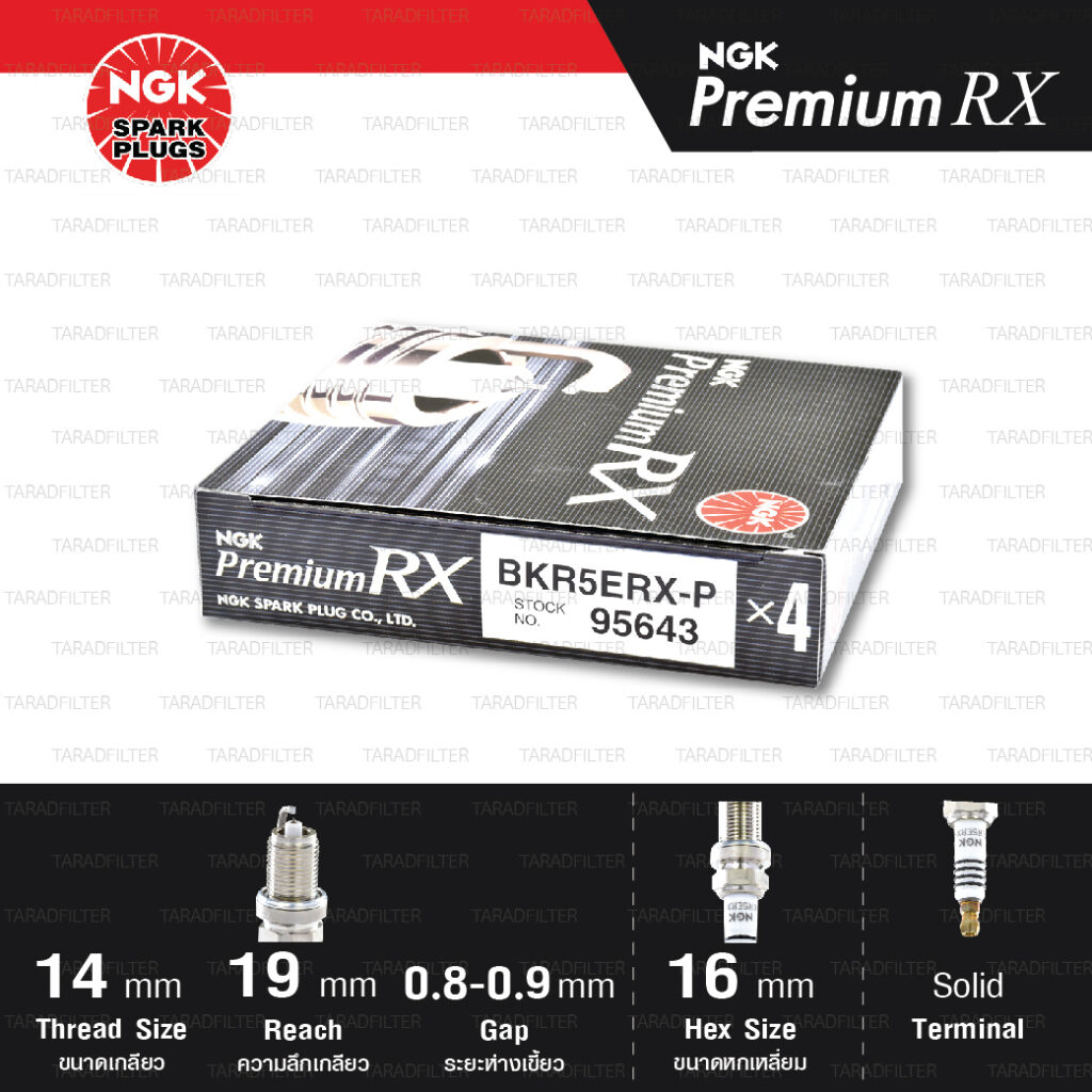 NGK หัวเทียน Premium RX ขั้ว Ruthenium BKR5ERX-P [ ใช้อัพเกรด BKR5E ...