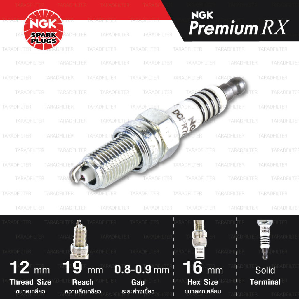 NGK หัวเทียน Premium RX ขั้ว Ruthenium DCPR7ERX-P [ ใช้อัพเกรด DCPR7E ...