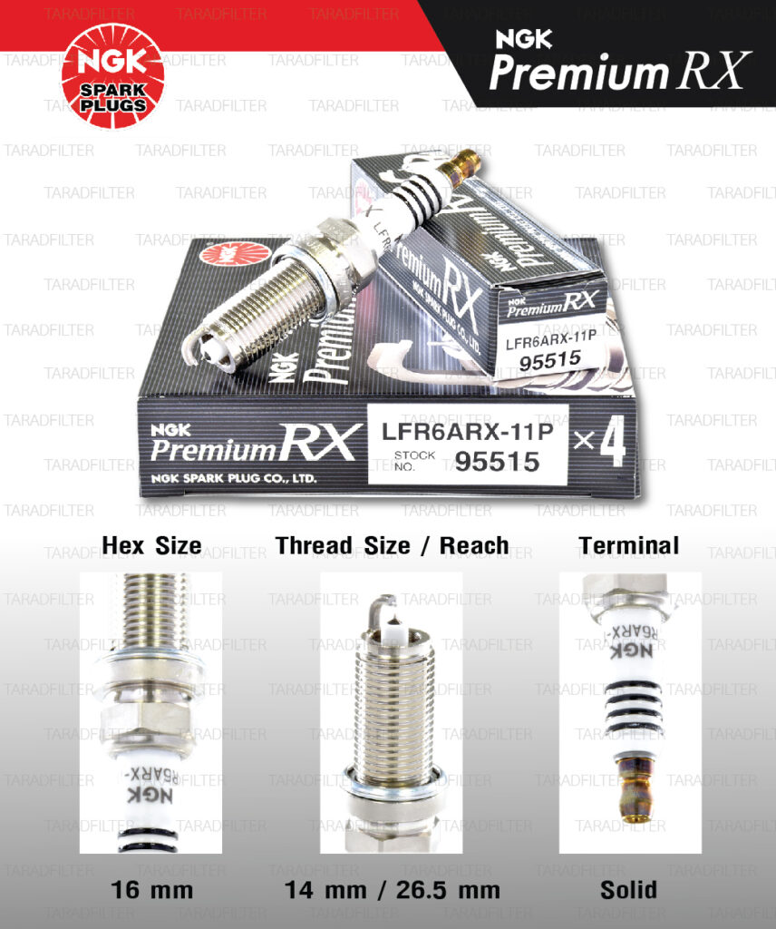 NGK หัวเทียน Premium RX ขั้ว Ruthenium LFR6ARX-11P [ ใช้อัพเกรด LFR6A-11 / DILFR6A11 ] (1 หัว ...