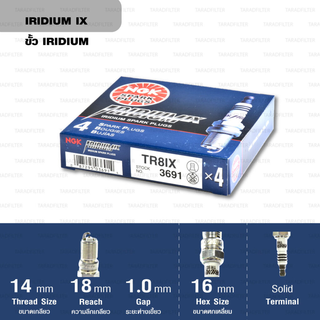 หัวเทียน NGK TR8IX ขั้ว Iridium ใช้สำหรับ Ford Escape , Ford Focus (1 ...