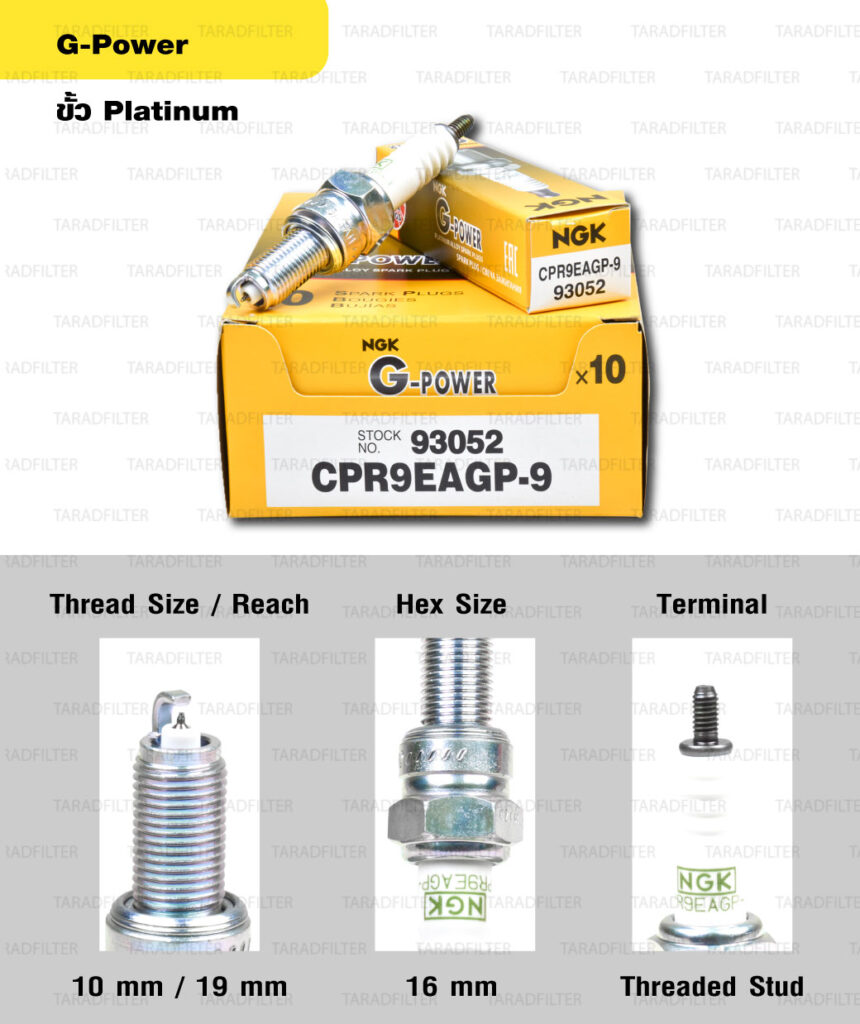 หัวเทียน NGK รุ่น G-POWER ขั้ว Platinum【 CPR9EAGP-9 】 ใช้สำหรับ Honda ...