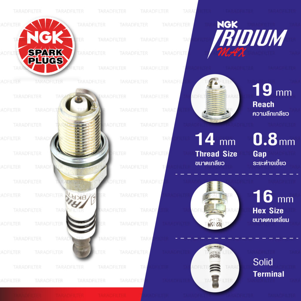 [BKR7EIX-P] หัวเทียน NGK Iridium Max [ จำนวน 1 หัว ] – TARADFILTER กรอง ...