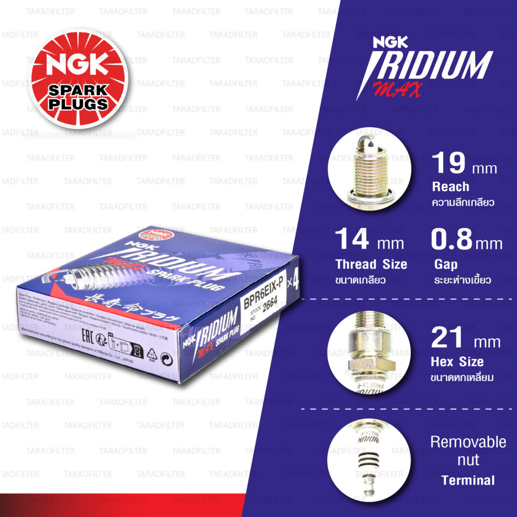 [BPR6EIX-P] หัวเทียน NGK Iridium Max ใช้สำหรับ Yamaha SR400 [ จำนวน 1 หัว ] – TARADFILTER กรอง ...