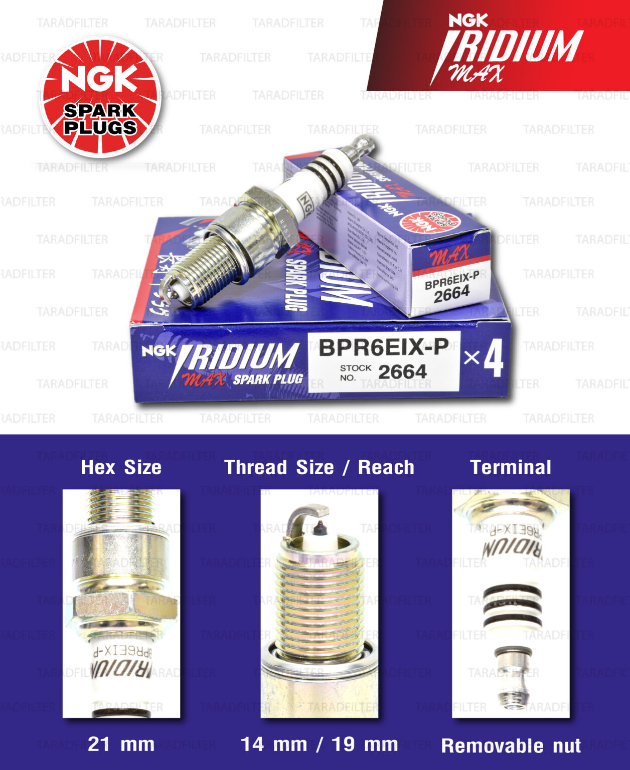 [BPR6EIX-P] หัวเทียน NGK Iridium Max ใช้สำหรับ Yamaha SR400 [ จำนวน 1 ...