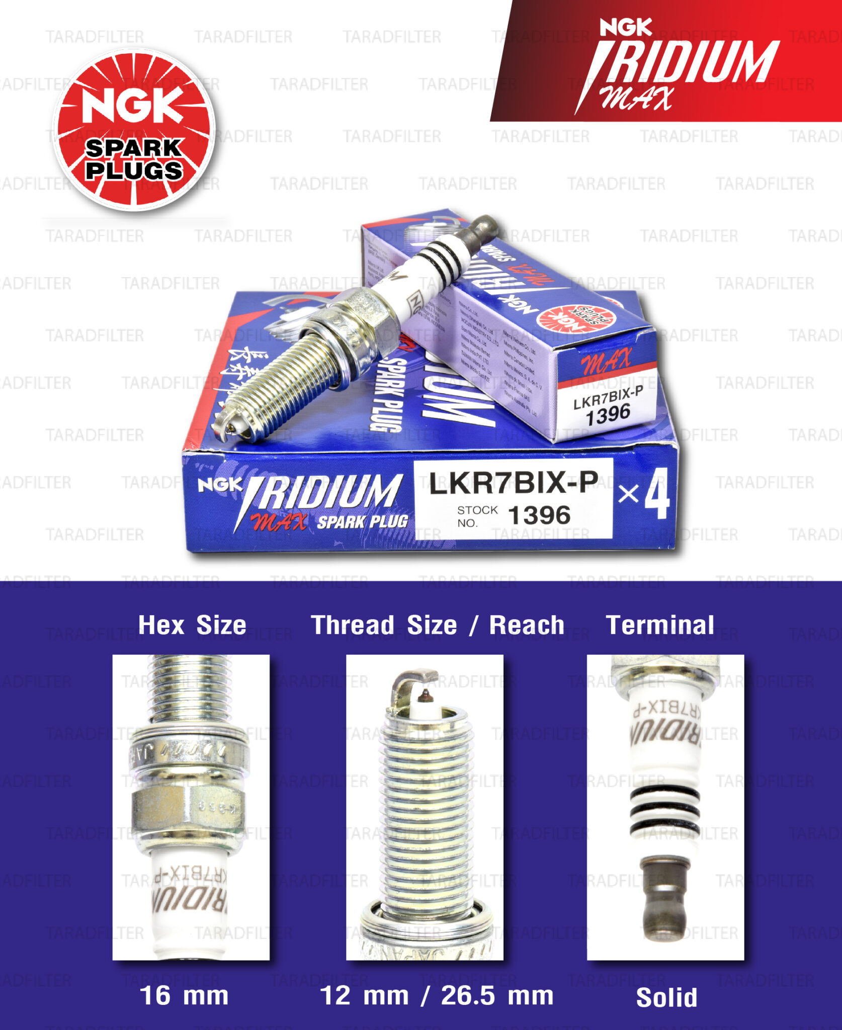 [ LKR7BIX-P ] หัวเทียน NGK Iridium Max ใช้สำหรับ Honda Accord K24Z2 , Civic FB , FC 1.8, FK 1.8 ...